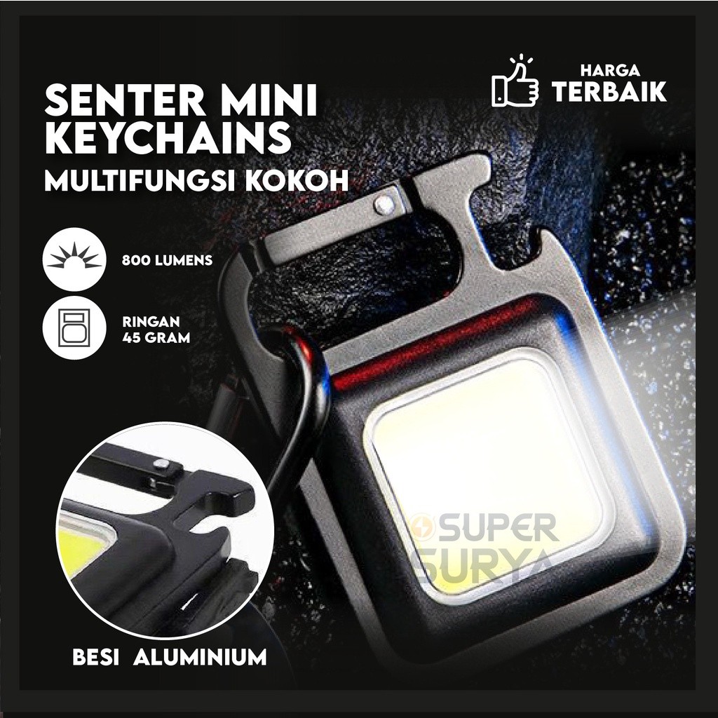Jual Lampu LED Keychain Saku, USB Rechargeable, dgn Magnet dan Pembuka ...