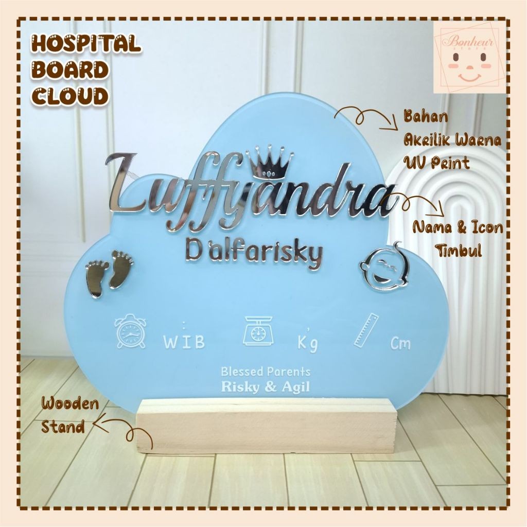 Jual Baby Board Cloud / HOSPITAL BOARD AWAN / AKRILIK KELAHIRAN BAYI ...