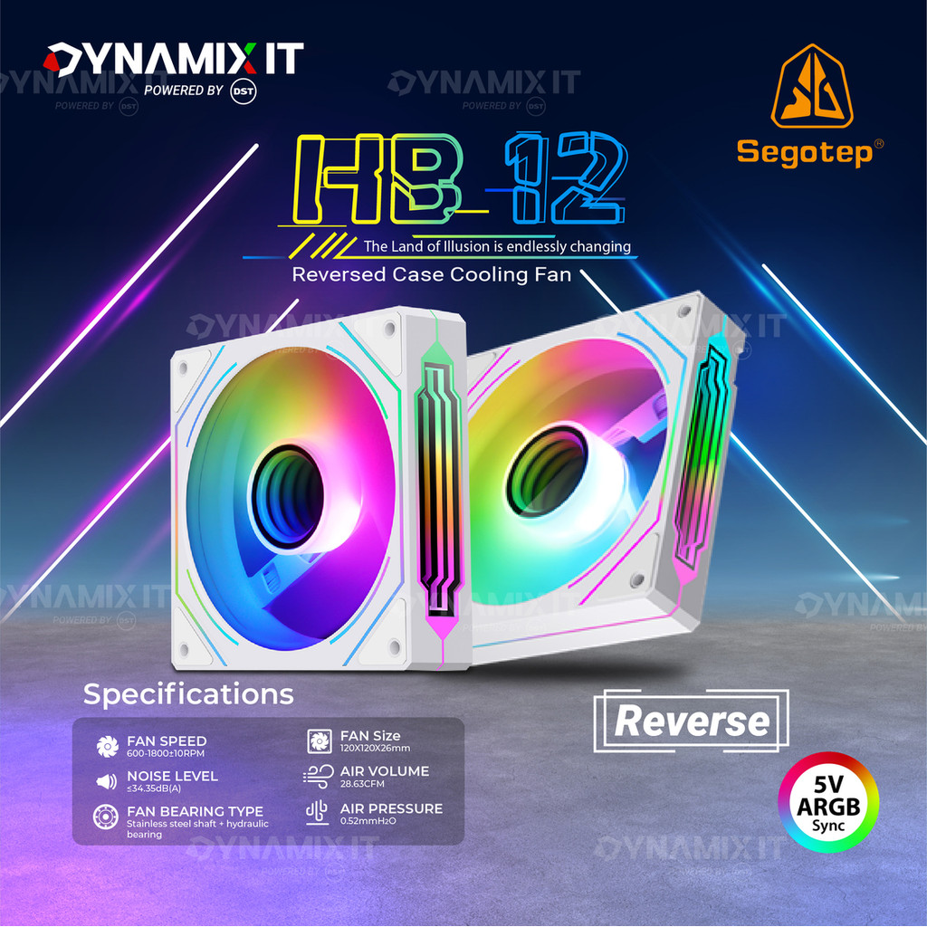 Jual SEGOTEP HB12 ARGB PWM Reversed Infinity Mirror 1800RPM Fan Casing ...