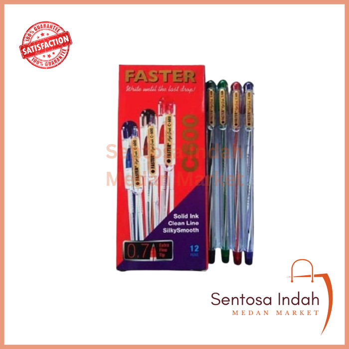 Jual Pen / Pulpen Faster C-600 Extra Fine 0.7mm Isi 12 Pcs | Shopee ...