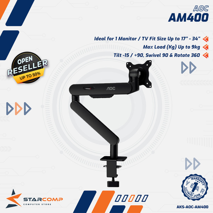 Jual AOC AM400 Bracket Monitor Ergonomic Gas Spring Monitor Single Arm ...