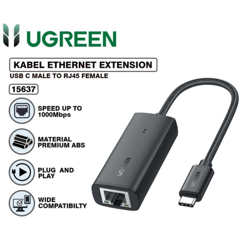 Jual UGREEN Ethernet Adapter Internet USB Type C to LAN 1000Mbps 1Gbps ...