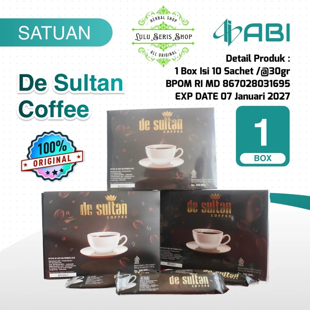 Jual DE SULTAN COFFEE 1 BOX ISI 10 SACHET ORIGINAL PT ABI | Shopee ...