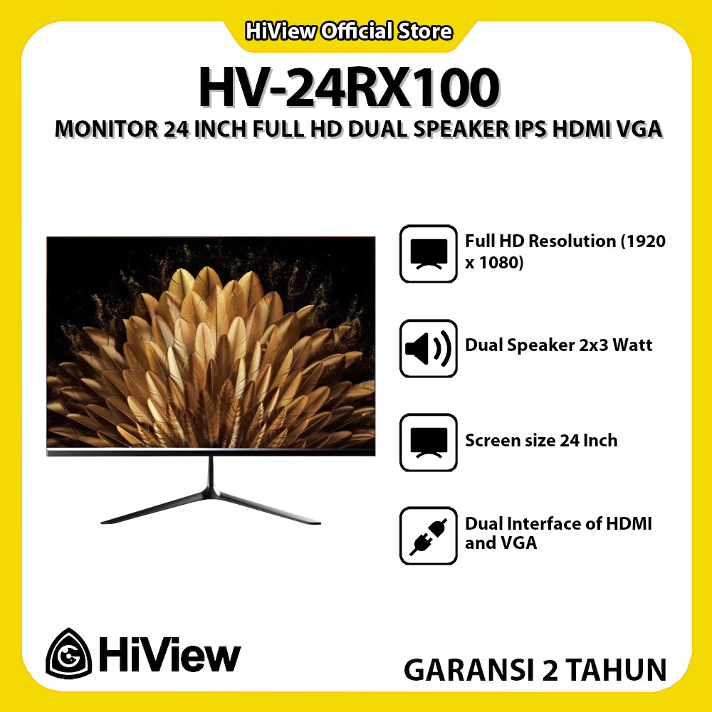 Jual HIVIEW HV-24RX100 MONITOR 24 INCH FULL HD DUAL SPEAKER IPS HDMI ...