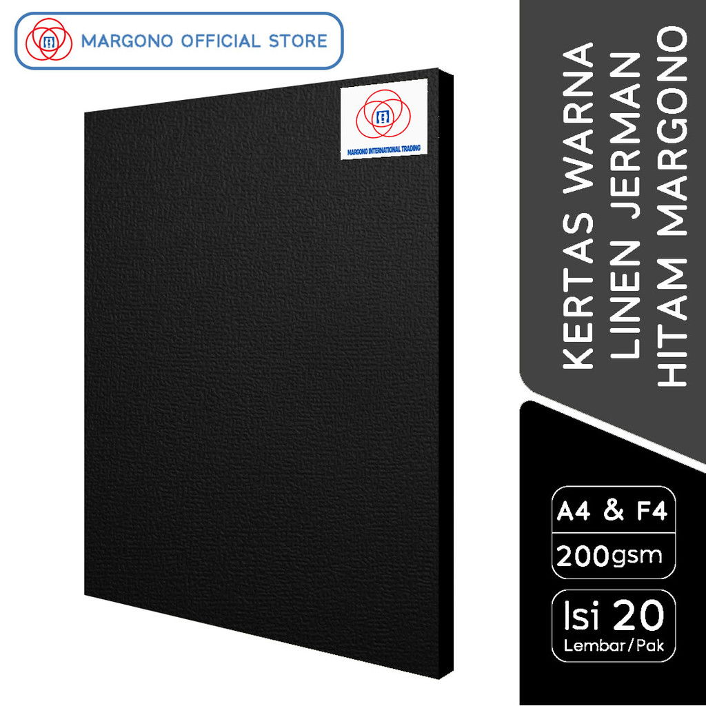 Jual Margono Kertas Warna A4/F4 Linen Jerman Hitam 200 gsm - 20 Lembar ...