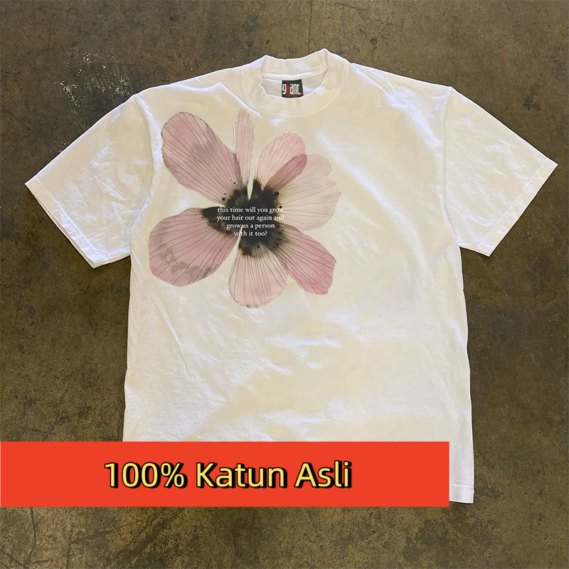 Jual T-Shirt Minimalis Motif Bunga & Huruf - Desain Eksklusif Korean ...