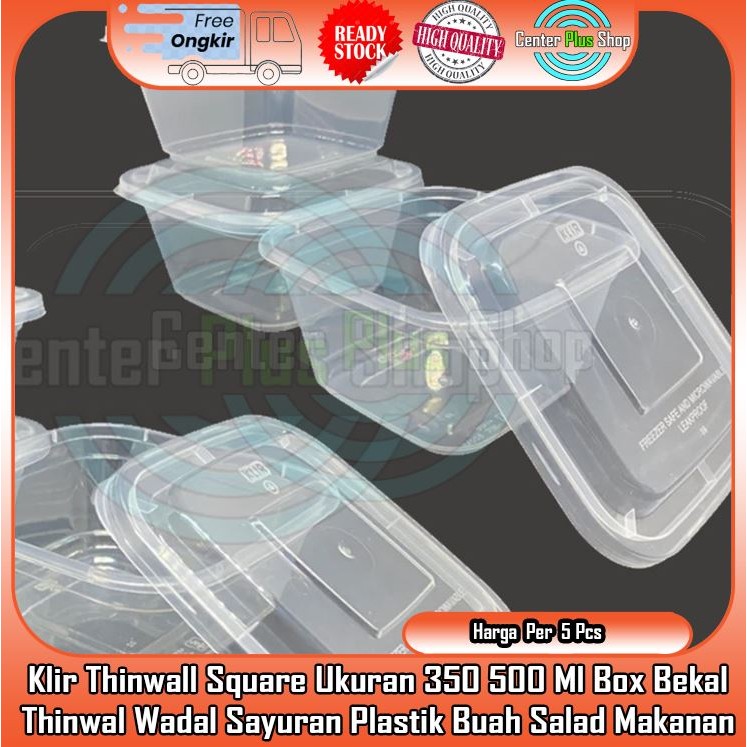 Jual 1 Bks Isi 25 Pcs Wadah Plastik Thinwall 350 500 ml Square Box ...
