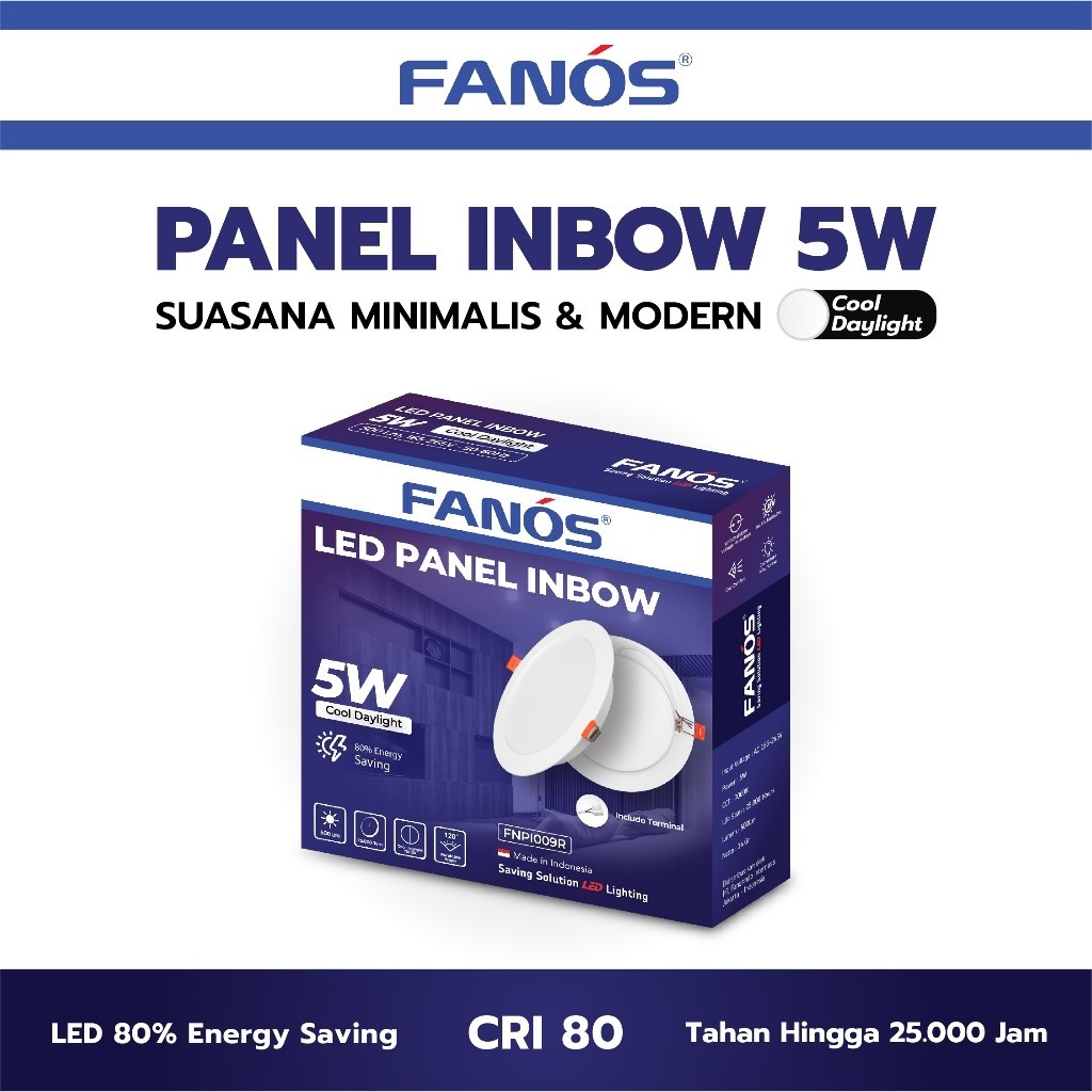 Jual Lampu Led Panel Inbow 5WATT - Lampu plafon - Cool Day Light Fanos ...