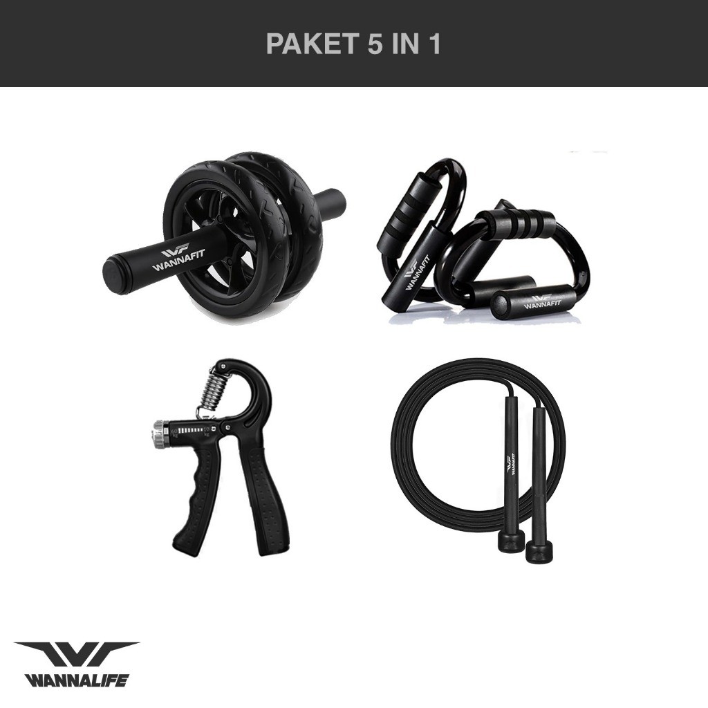 Jual Paket Wannafit Handgrip Set Ab Wheel Ab Roller Foam Alat Push Up ...