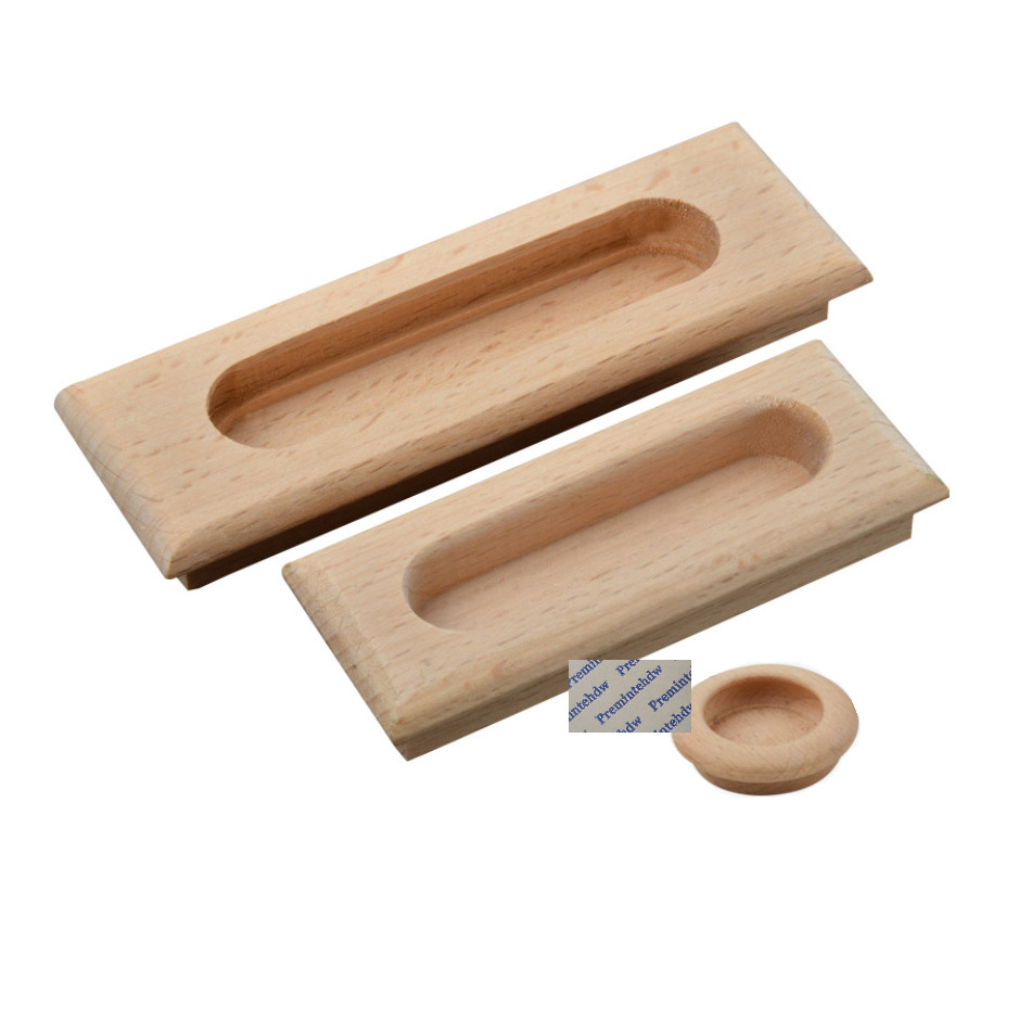 Jual 10Pcs Unpainted Solid Wood Recessed Flush Finger Pull Rectanglar ...