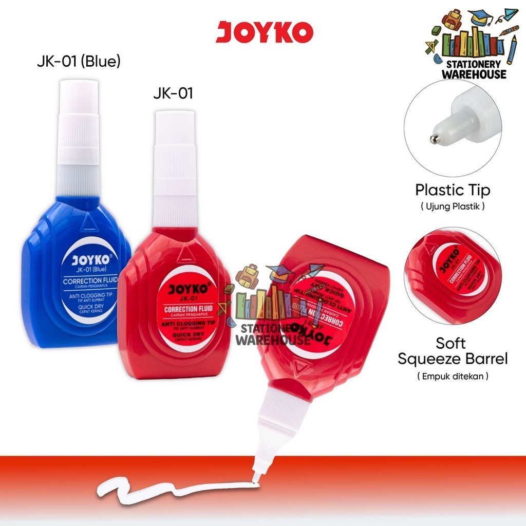Jual Correction Fluid Cairan Koreksi Penghapus Cair Joyko JK-01 Blue Red | Shopee Indonesia