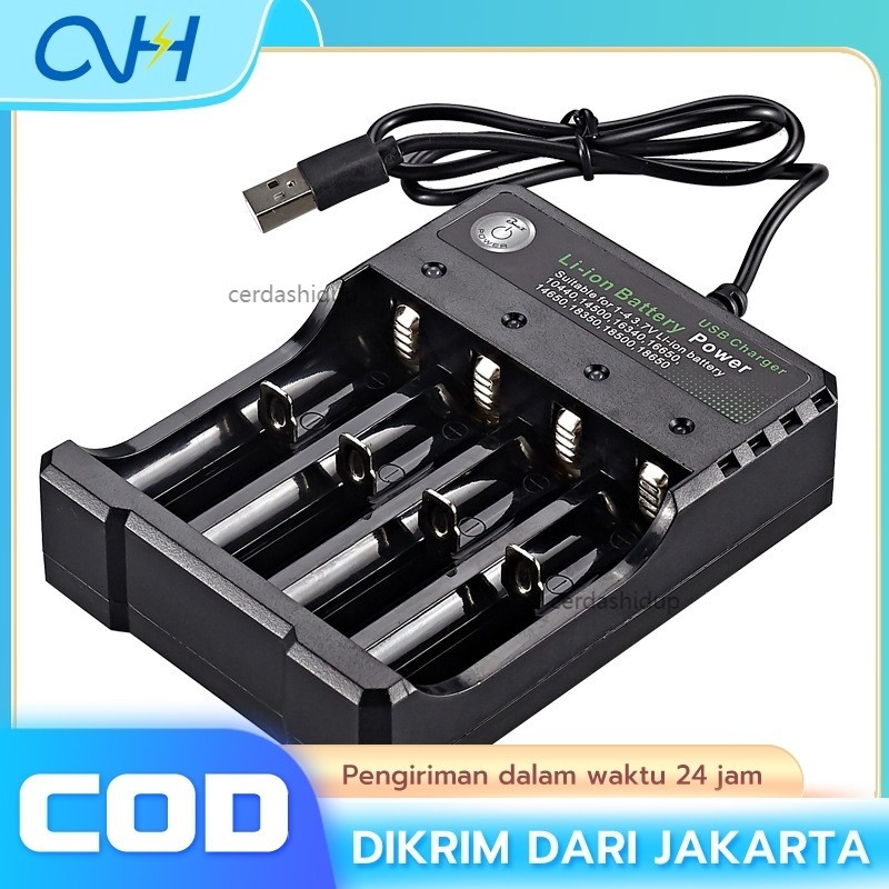 Jual Fast Charger Baterai Battery 4 Slot USB 4.2V 2A 18650 AA AAA MS-5D84A | Shopee Indonesia