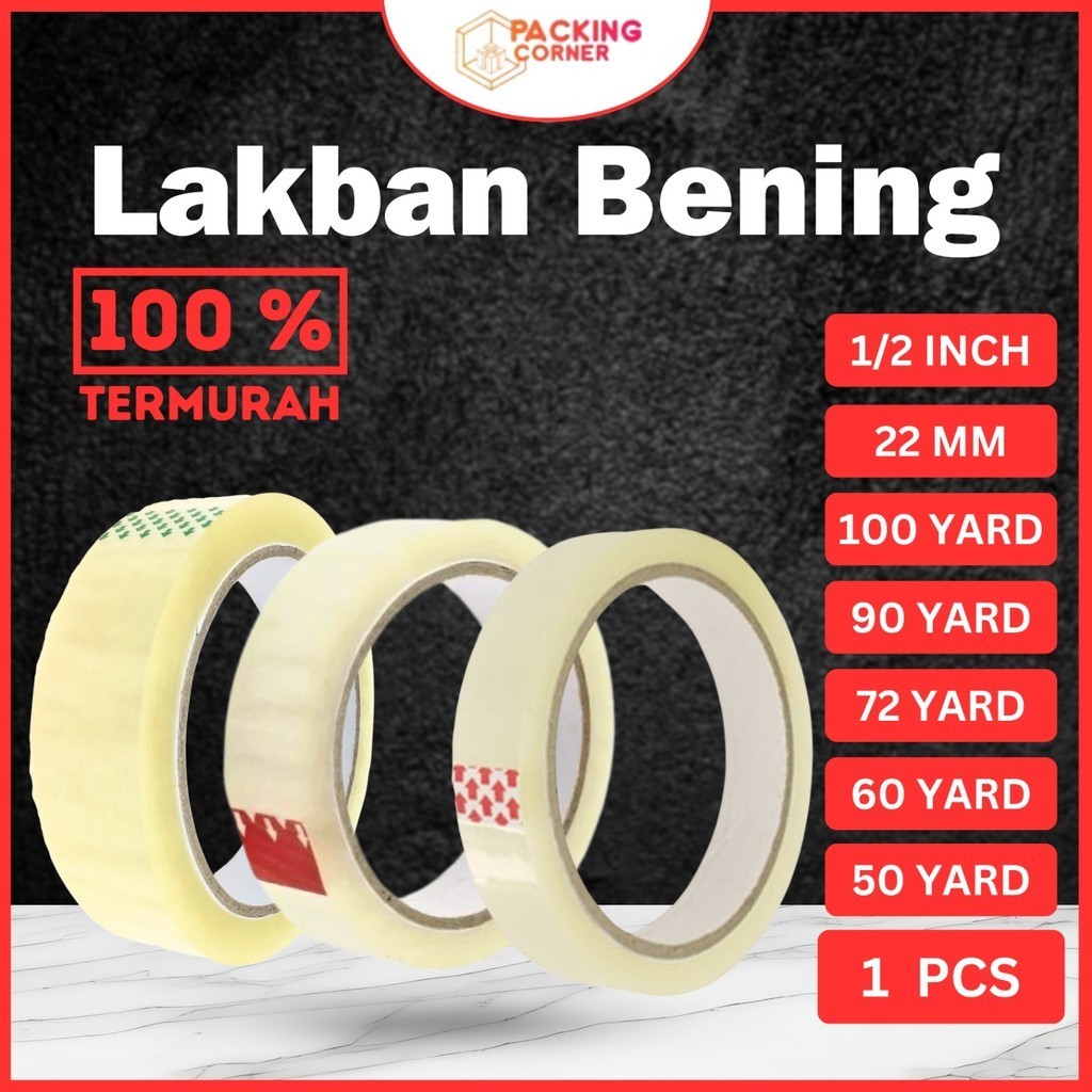 Jual Lakban Bening Isolasi 1 Inch Inci 1” 24MM 24 MM 50 60 72 90 100 ...