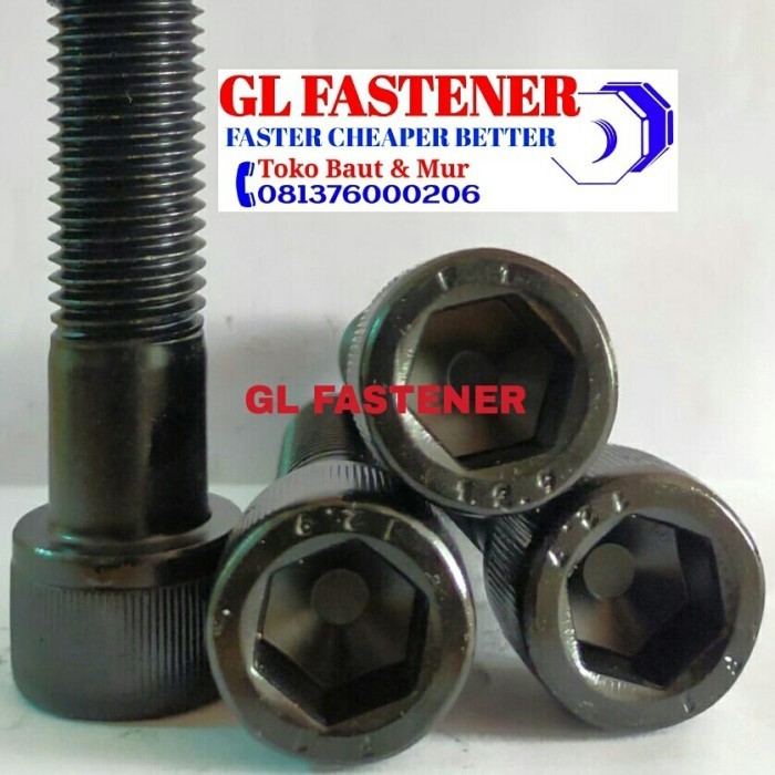 Jual Baut L Baja M10 x 90 Hitam / Socket Cap Screw Grade 12.9 BL P1.5 L8 | Shopee Indonesia
