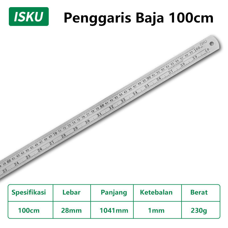 Jual ISKU Penggaris Besi 15-100CM Penggaris Logam/Mistar Besi/Stainless Steel Ruler Yang Menebal ...
