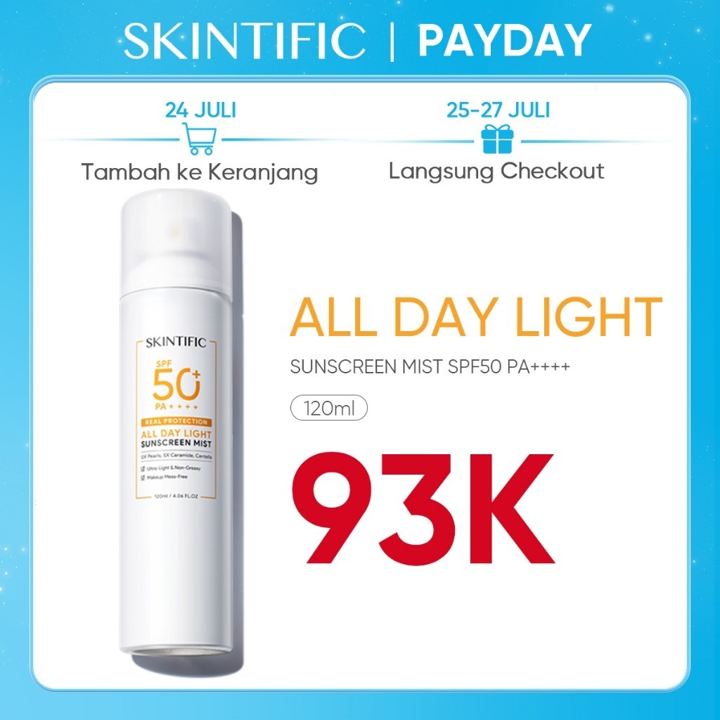 Jual [Travel Size ] SKINTIFIC - All Day Light Sunscreen Mist SPF 50 PA++++ 50 ml | Sunscreen ...