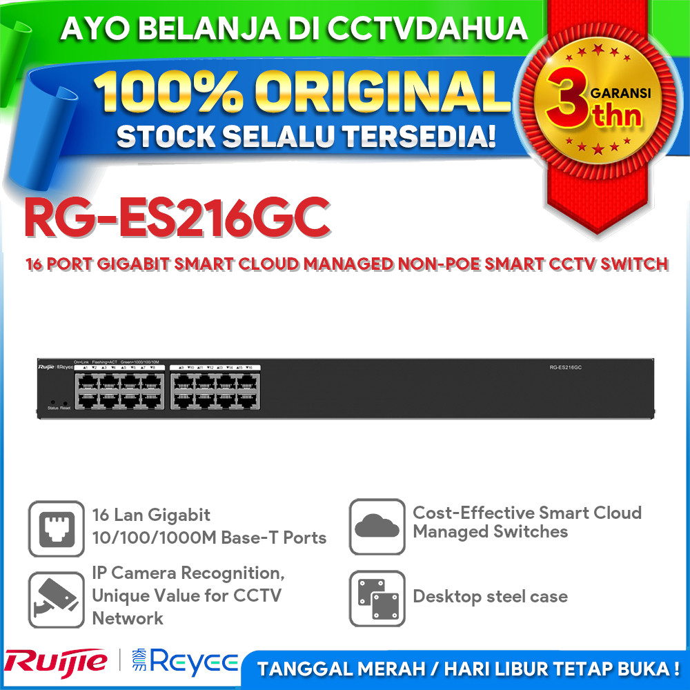Jual RUIJIE REYEE RG-ES216GC 16 PORT GIGABIT SMART CLOUD MANAGED NON ...