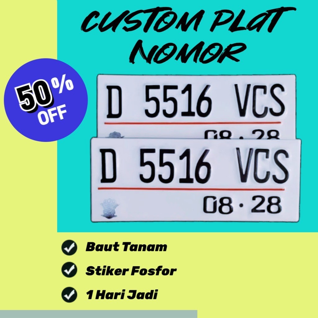 Jual Plat CUSTOM Putih baut tanam FREE LIST STIKER | Shopee Indonesia