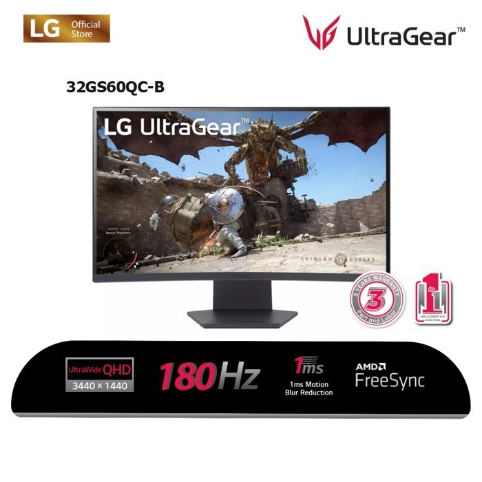 Jual LG UltraGear 32GS60QC-B 32" QHD Curved Gaming Monitor AMD FreeSync ...