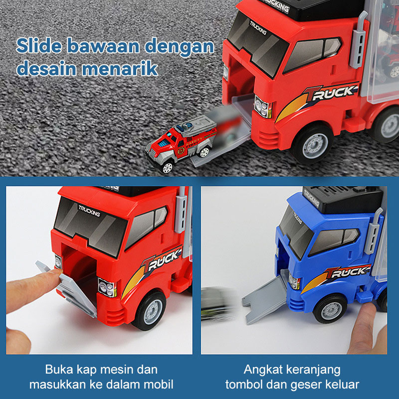 Jual RF56ZX Mainan Anak Inertia Storage Container Truck Fire Truck ...