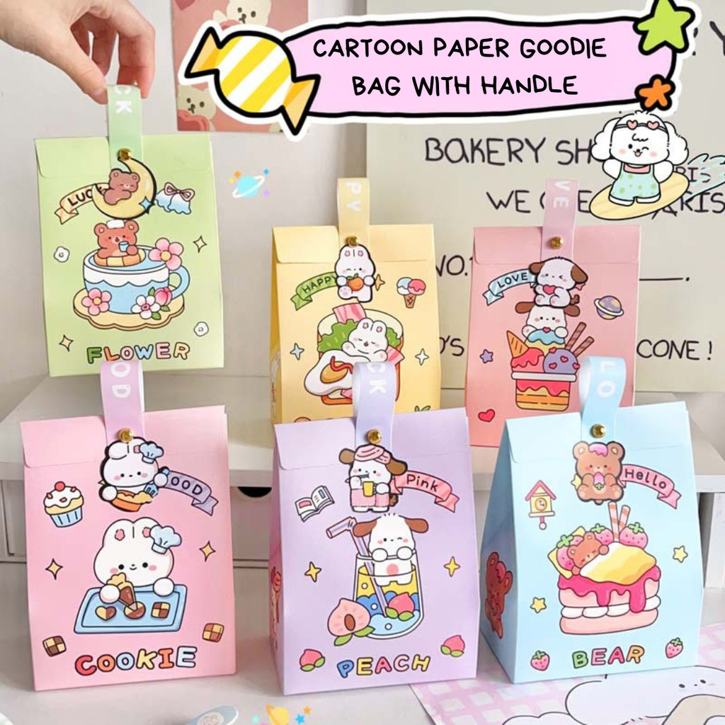 Jual [HARU] Cartoon Paper Goodie Bag With Handle Hampers Gift Packaging ...
