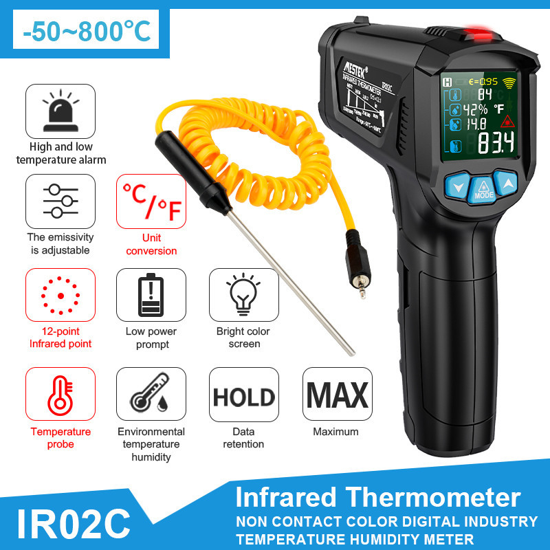 Jual Mestek Infrared Thermometer Digital Pyrometer High Outdoor Heat ...