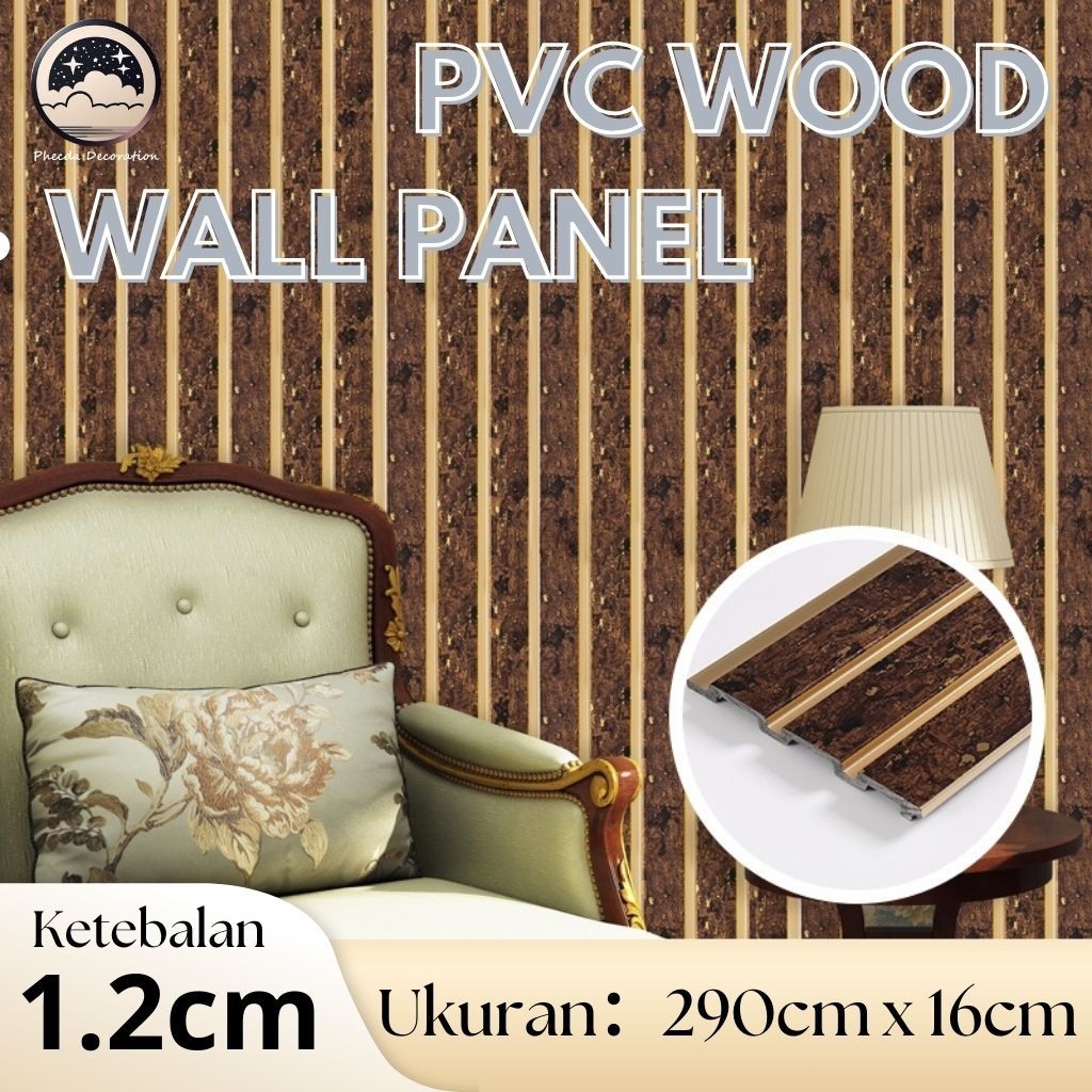 Jual Wood Wall Panel PVC Dekorasi Dinding 160x12mm 2.9Meter Motif List ...