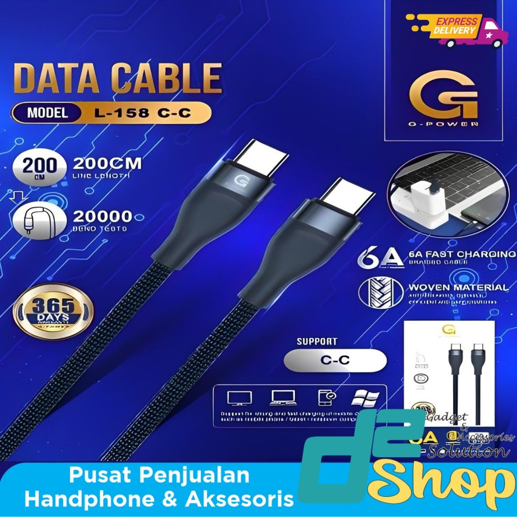 Jual G-Power Kabel Data C-C 6A 2 Meter L-158 | Shopee Indonesia
