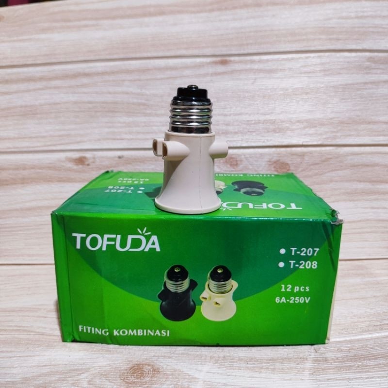 Jual fitting colokan listrik fitting lampu kombinasi E27 Tofuda ...
