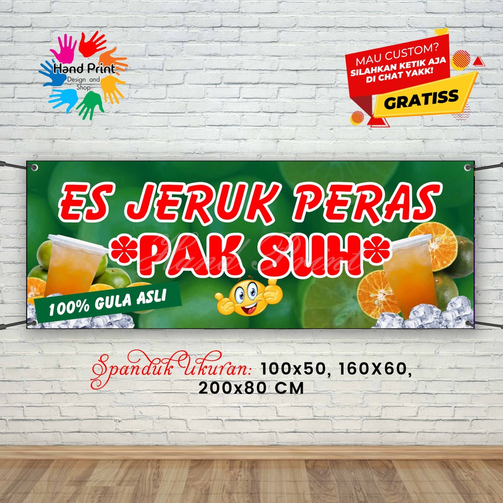 Jual Cetak Spanduk Banner Es Jeruk Peras Background Hijau MMT Spanduk ...
