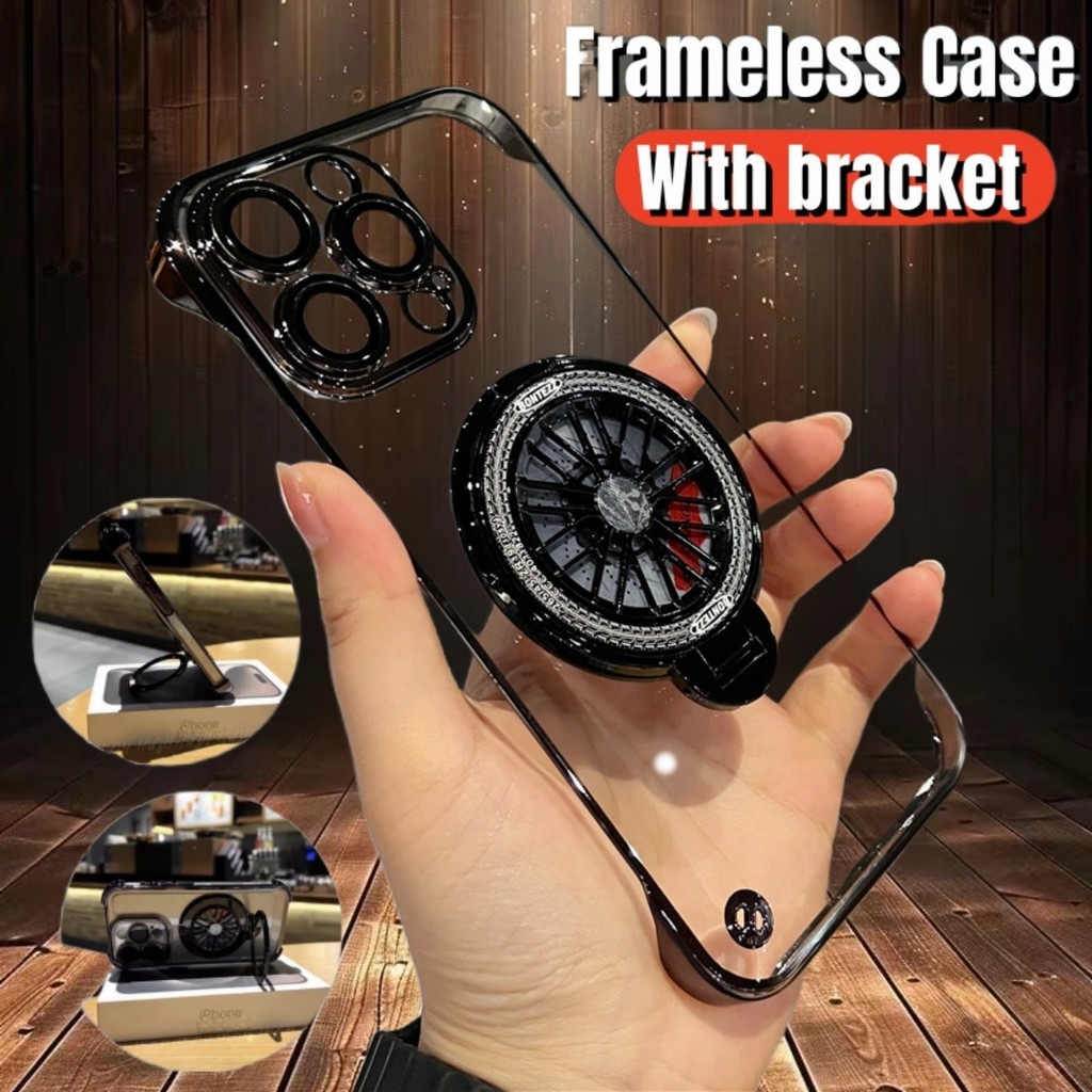 Jual Plating Framess Magnetic Case with Rotate Gyro Bracket for iPhone ...