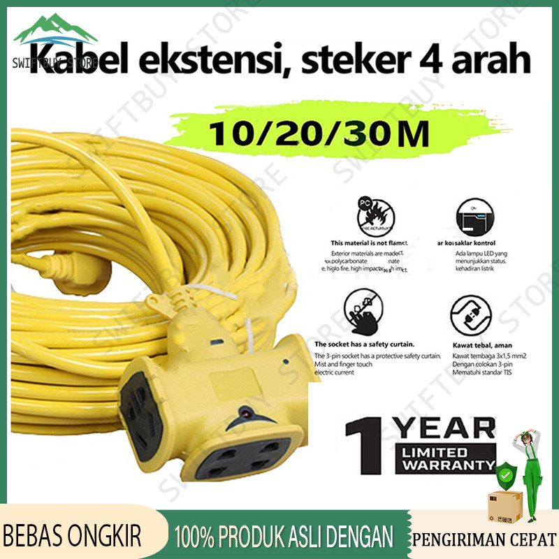 Jual 10/20/30M dengan sakelar Multi-Fungsi Extension Cord Extra-long ...