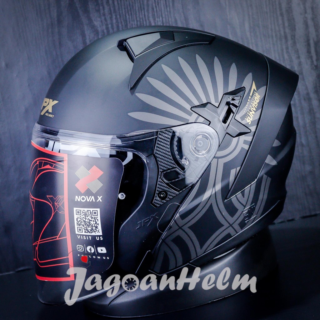 Jual JPX HELM NOVA X V2 N9 MOTIF | BLACK DOFF | NOVA-X DOUBLE VISOR ...