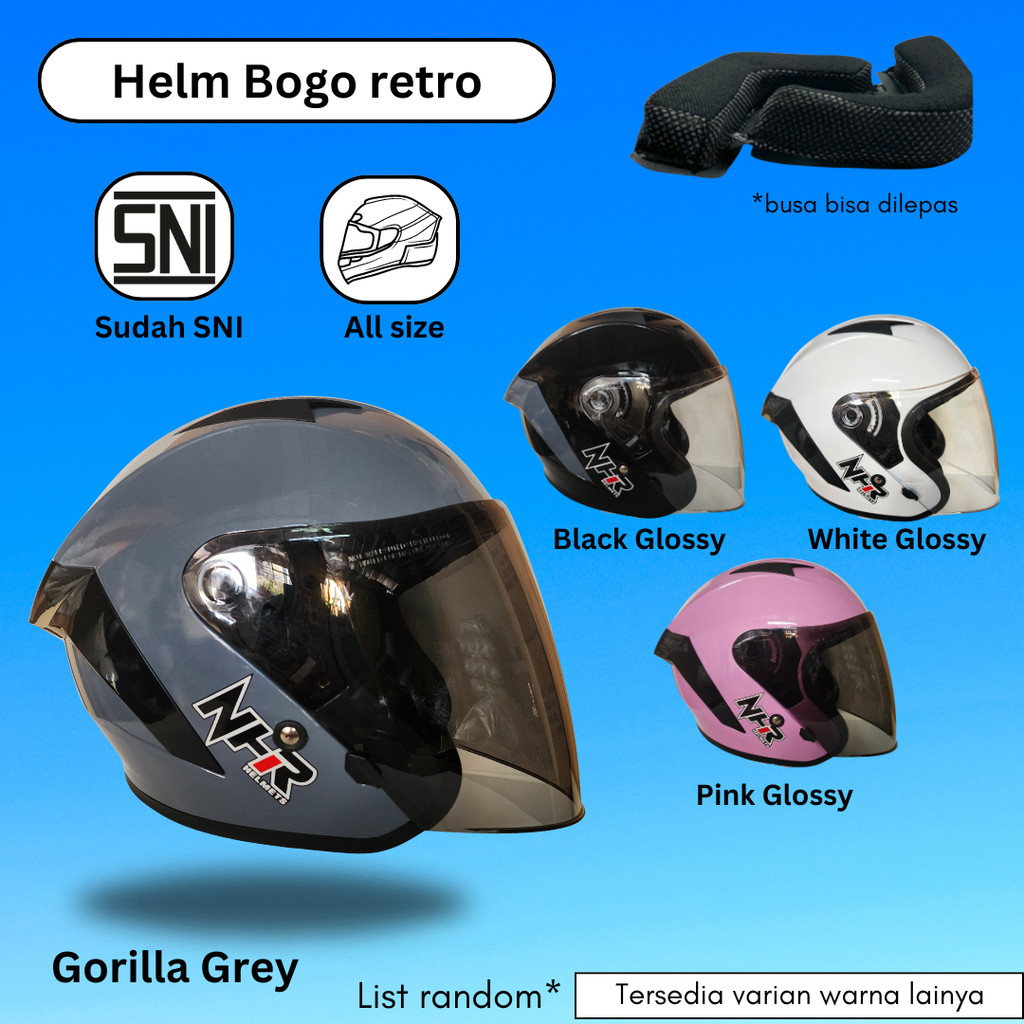 Jual Helm Half Face Helem Dewasa Pria Wanita Grey Motif Remus SNI By BIVI | Shopee Indonesia