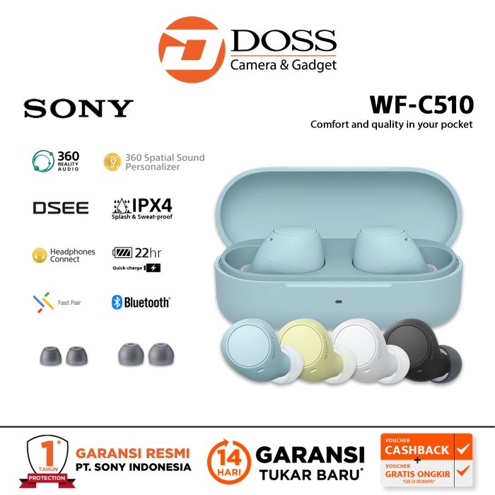 Jual Sony WF-C510 Truly WF C510 Wireless Earphone WFC510 Ear-phone Bluetooth C510 | Shopee Indonesia