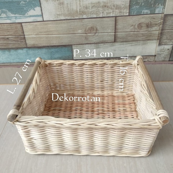 Jual keranjang rotan persegi panjang handle besar wadah hantaran ...