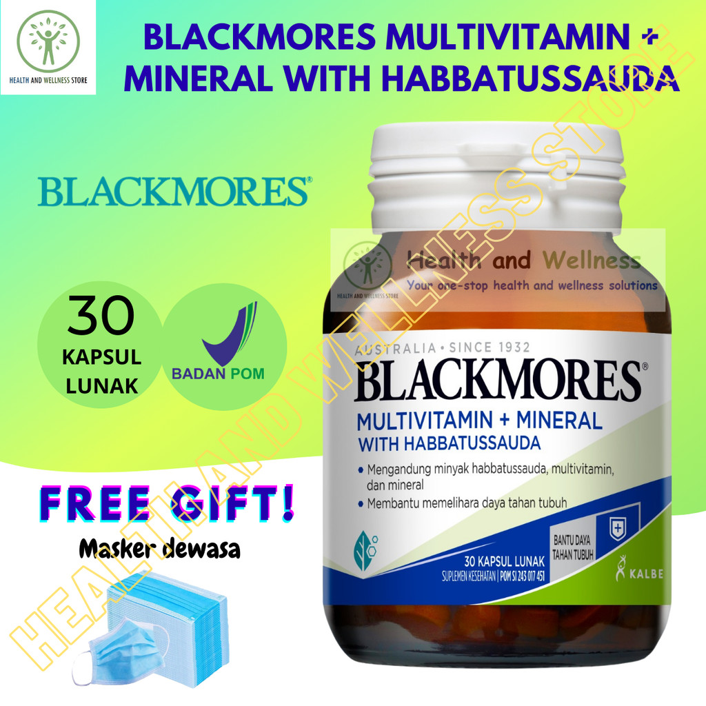 Jual Blackmores Multivitamin Mineral With Habbatussauda 30 Kapsul Lunak | Shopee Indonesia