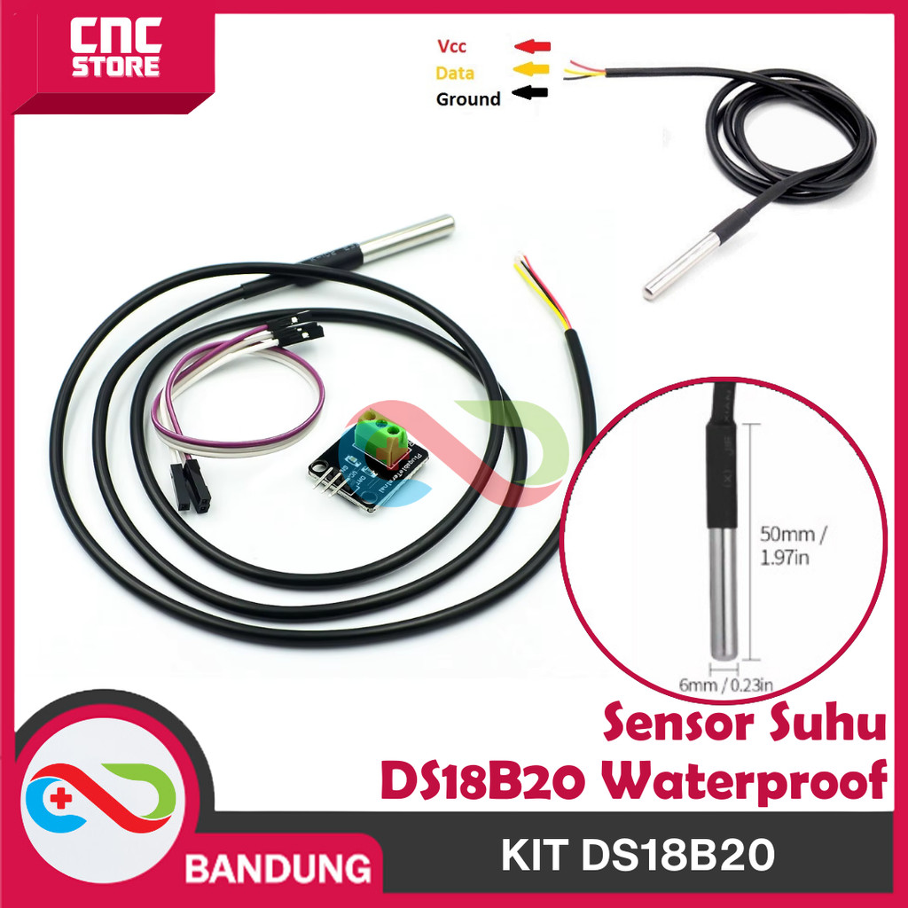 Jual DS18B20 SENSOR TEMPERATURE WATERPROOF FULLY KIT SENSOR SUHU MODULE ...