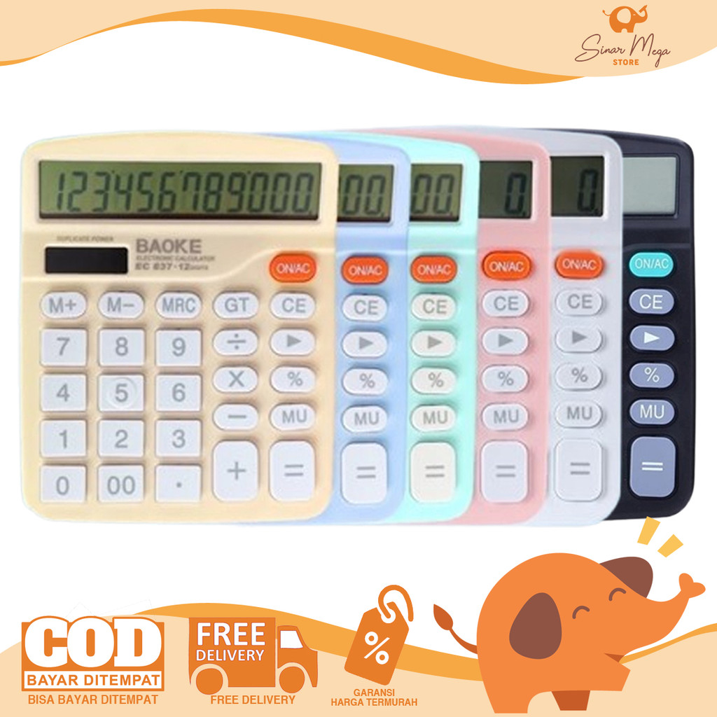 Jual BAOKE Kalkulator Meja EC 837 / Desk Calculator12 Digit Warna ...