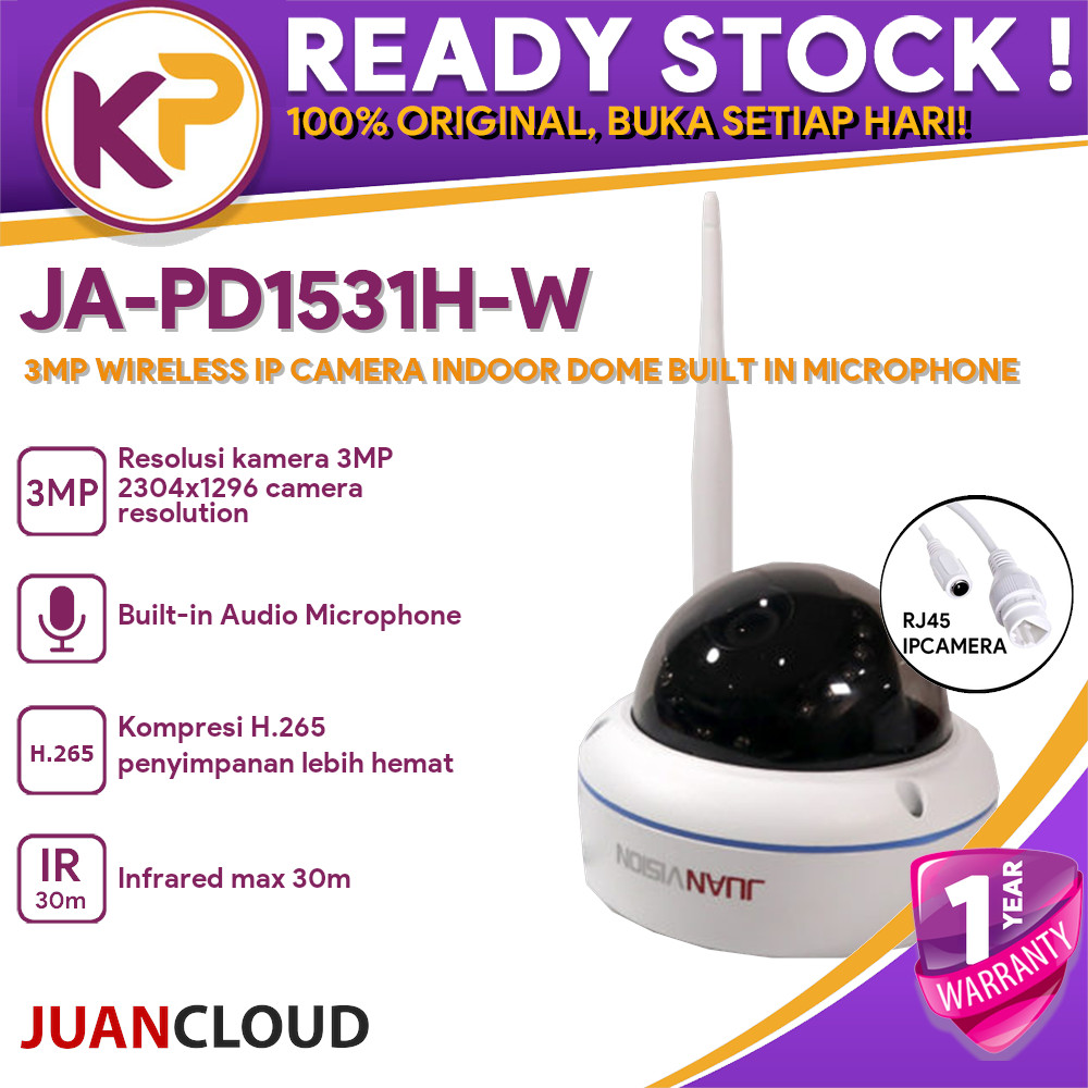 Jual JUAN CLOUD JA-PD1531H-W 3MP WIRELESS IP CAMERA INDOOR DOME BUILT IN MICROPHONE | Shopee ...