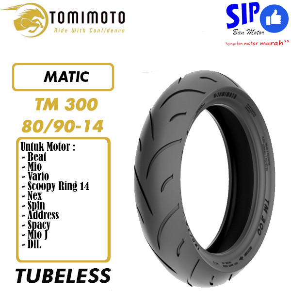 Jual Ban motor matic Tomimoto TM300 ukuran 80 90 14 Tubeless Untuk ...