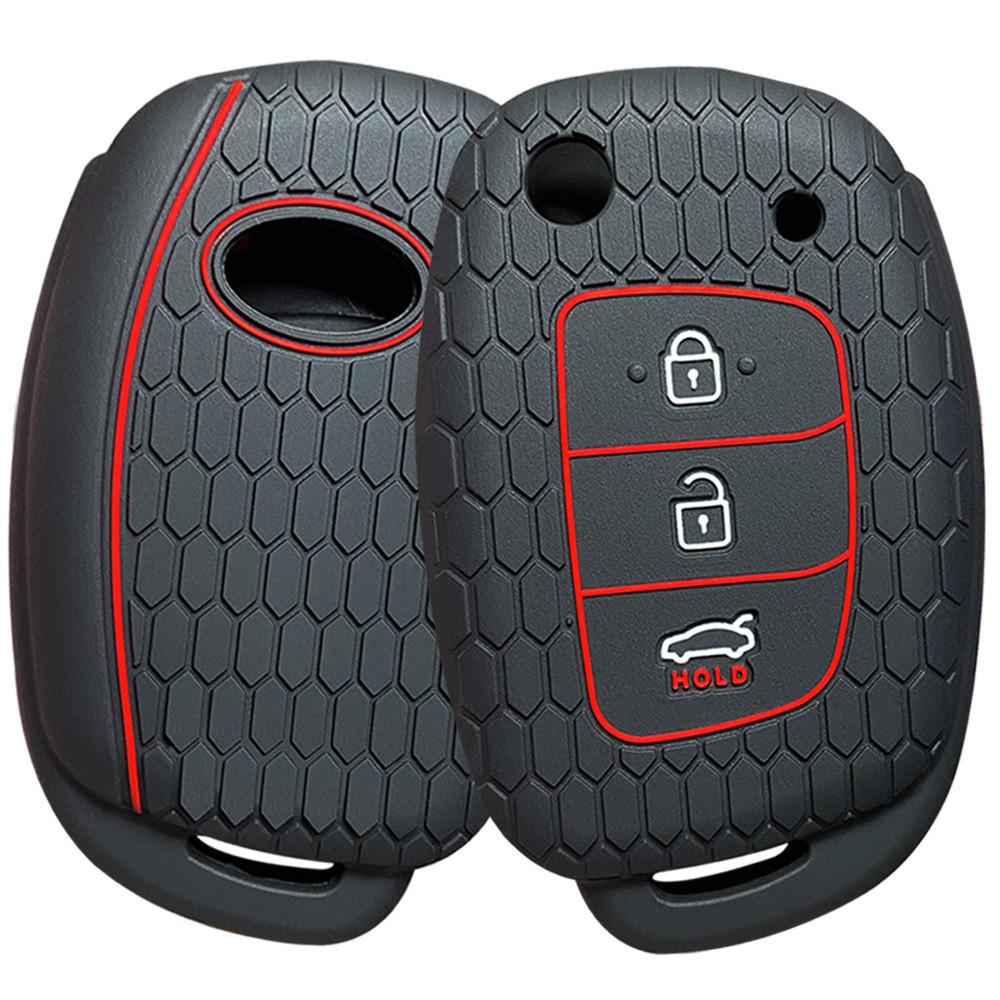 Jual 3 Button Silicone Flip Car Key Case For Hyundai Solaris Verna ...