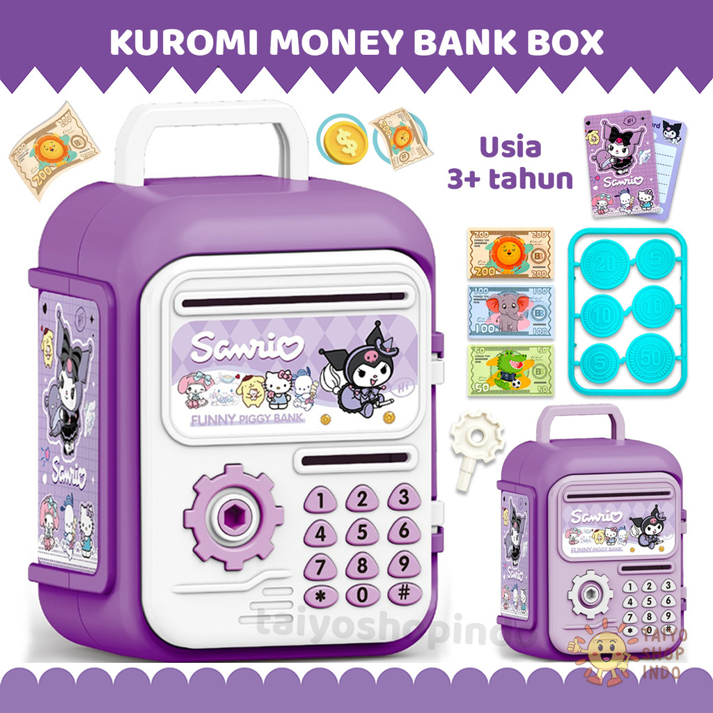 Jual TAIYO Kuromi Money Bank Box Sanrio Mini ATM Celengan Uang Koin ...