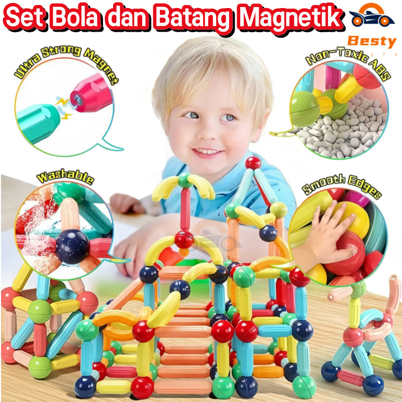 Jual Besty 130Pcs Set Mainan Magnetic Sticks Blocks Merakit Edukasi ...