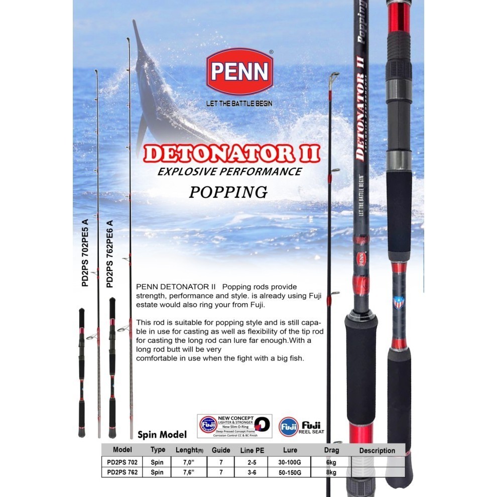Jual JORAN PENN DETONATOR II Joran Spinning Popping - PD2PS 702 - 762 ...