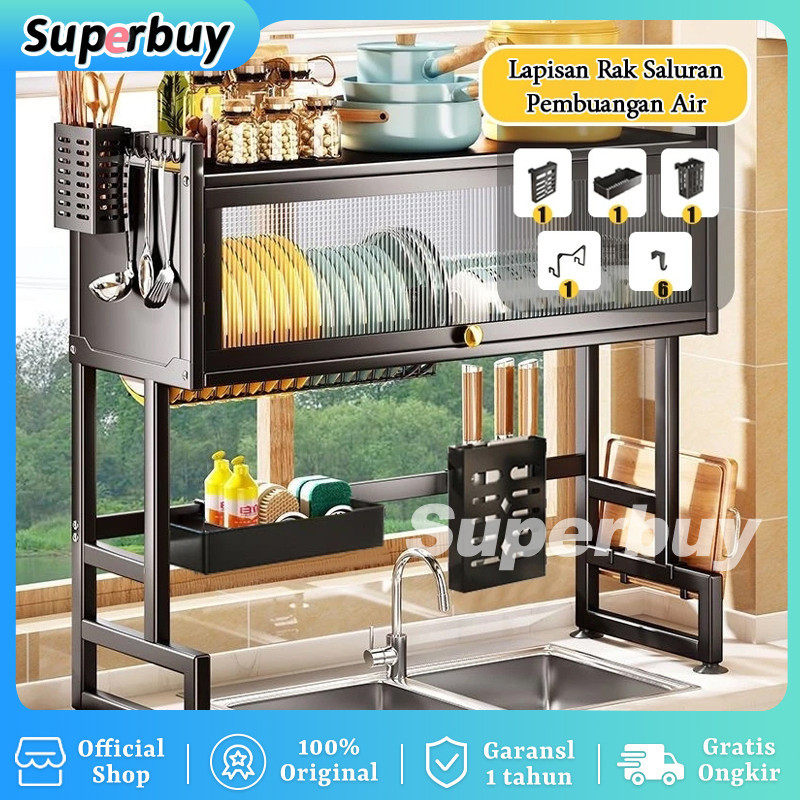 Jual Rak Piring Wastafel Rak Dapur Stainless Steel Dengan Penutup ...