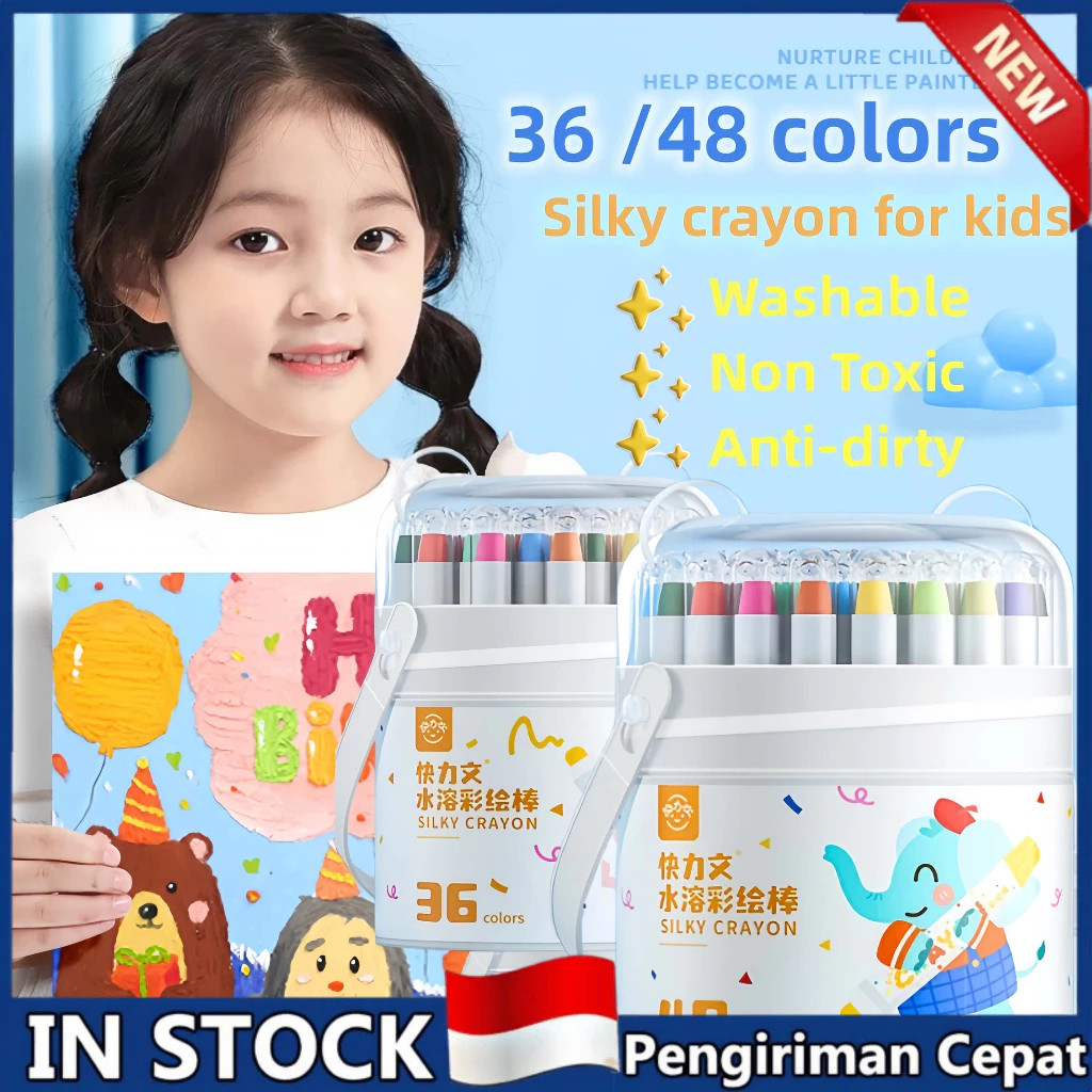 Jual Crayon Putar Washable 24/36/48 Warna Non Toxic Silky Colorful ...