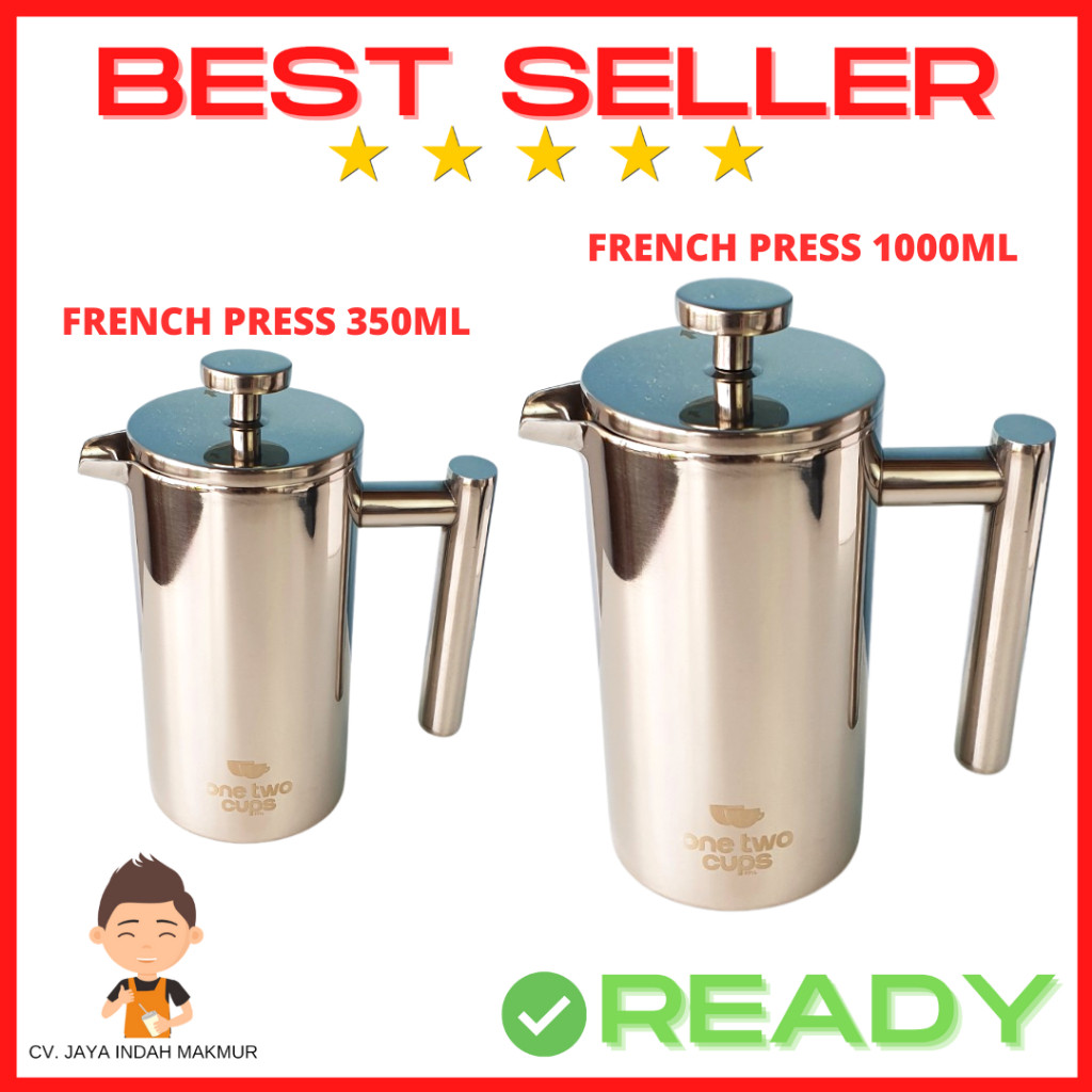 Jual KIT French Press Kopi Teh Full Stainless Steel 350ml 1000 ML 1 ...
