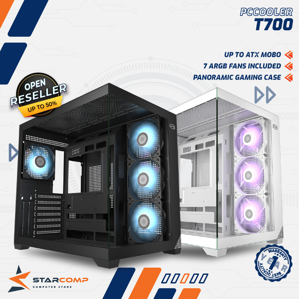 Jual PCCOOLER C3 T700 Aesthetic Panoramic Tempered Glass Mid Tower ATX Gaming Case Support BTF T ...