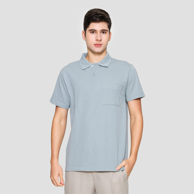 Jual Cole Solid Texture Repeat Pocket Polo Lengan Pendek Pria 122375618 ...